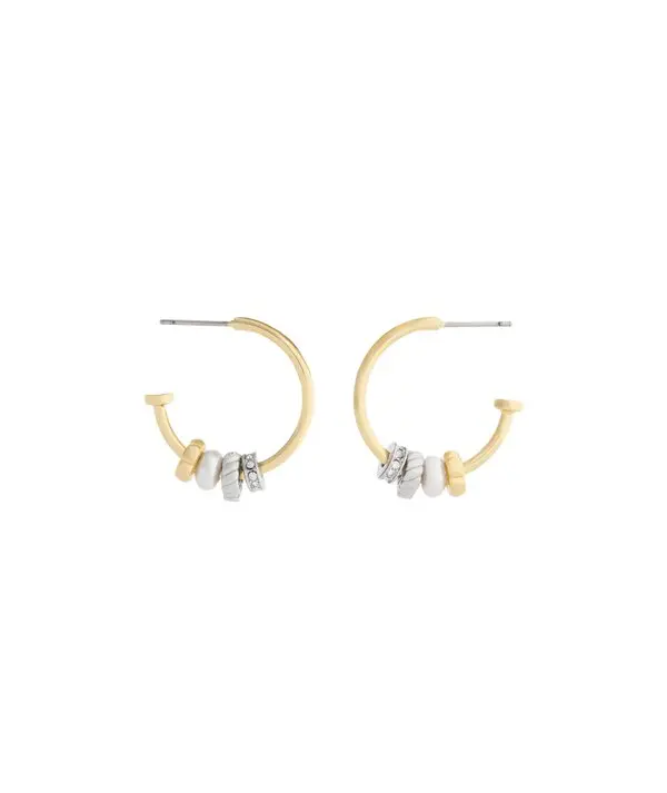 COACH Mixed Rondelle Hoop Earrings - Gold/silver