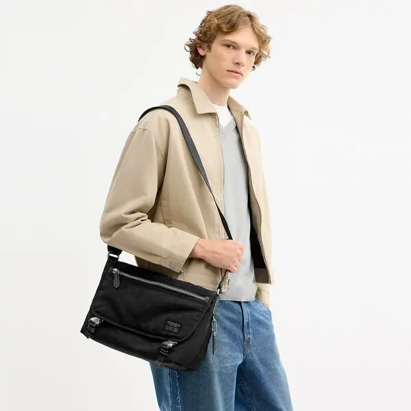 COACH Lane Messenger Bag In Signature Nylon - Black