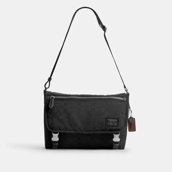 COACH Lane Messenger Bag In Signature Nylon - Black