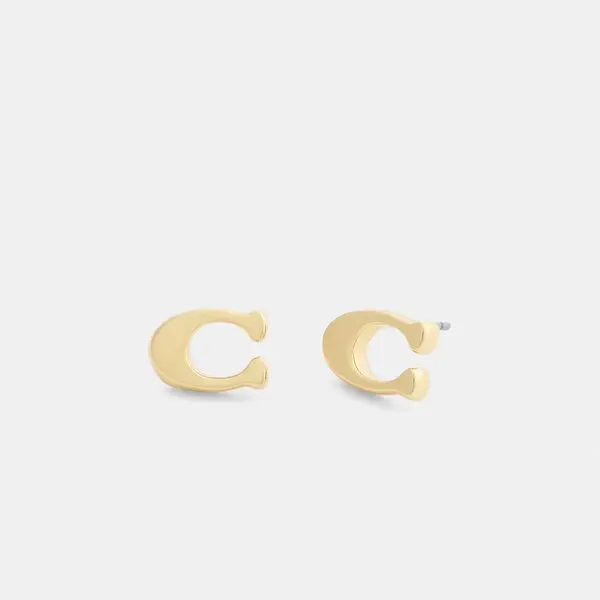 COACH Signature C Stud Earrings - Gold
