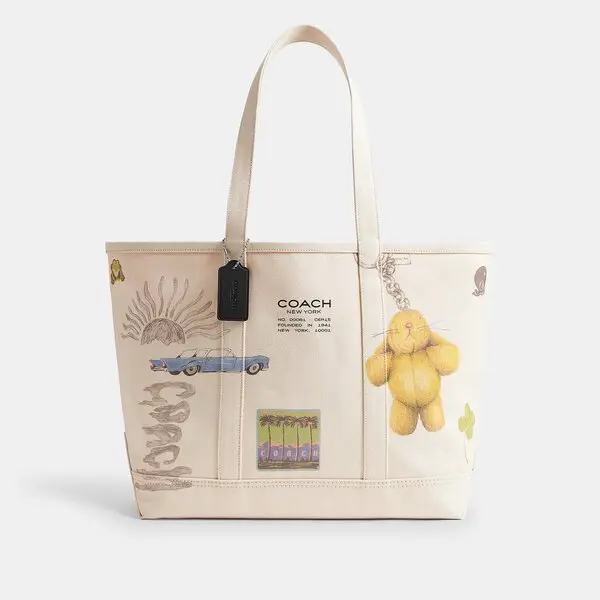COACH Utility Tote With Sketch Print - Natural Multi