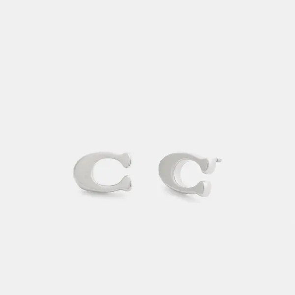 COACH Signature C Stud Earrings - Silver