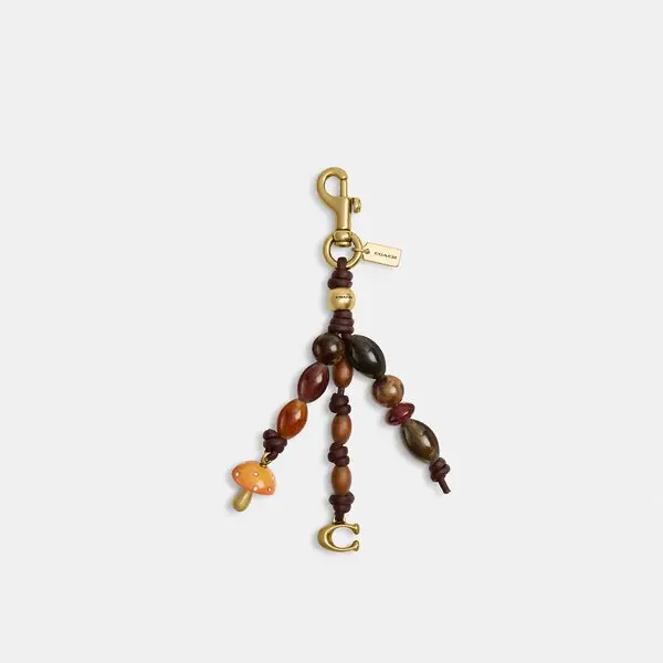 COACH Beaded Cluster Bag Charm With Dogleash Clip - Brass/black Multi