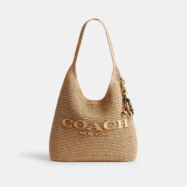 COACH Beaded Cluster Bag Charm With Dogleash Clip - Brass/black Multi