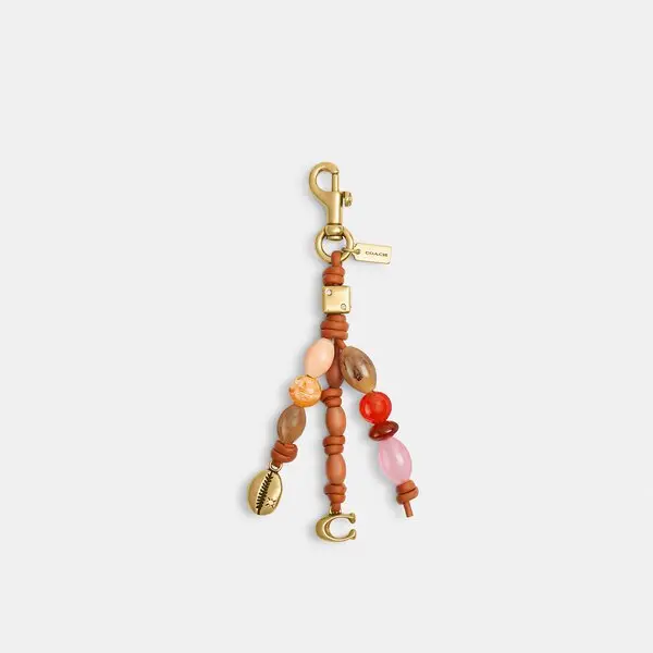 COACH Beaded Cluster Bag Charm With Dogleash Clip - Brass/pink Multi