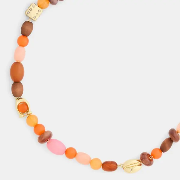 COACH Beaded Choker Necklace With Sculpted C And Dice Accents