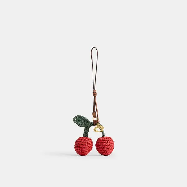 COACH Woven Cherry Bag Charm - Brass/multi