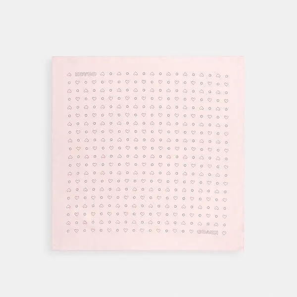 COACH Dotty Heart Print Silk Bandana - Pink/multi