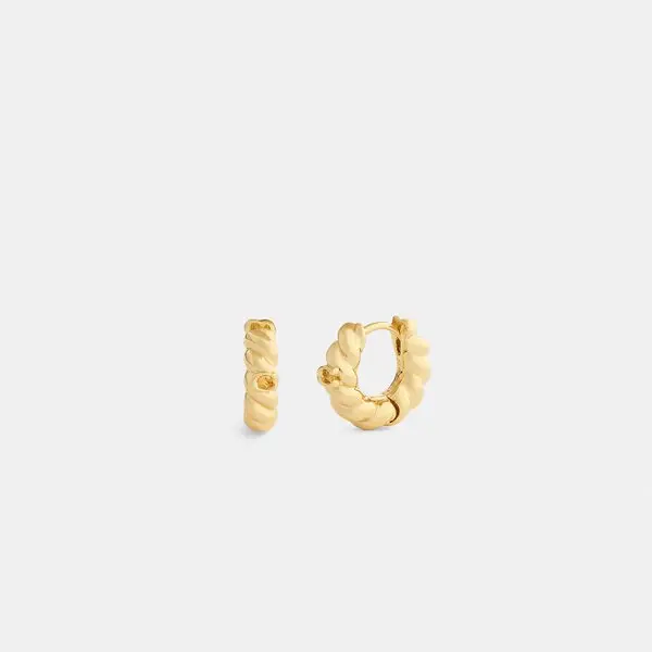 COACH Signature Mini Huggie Earrings - Gold