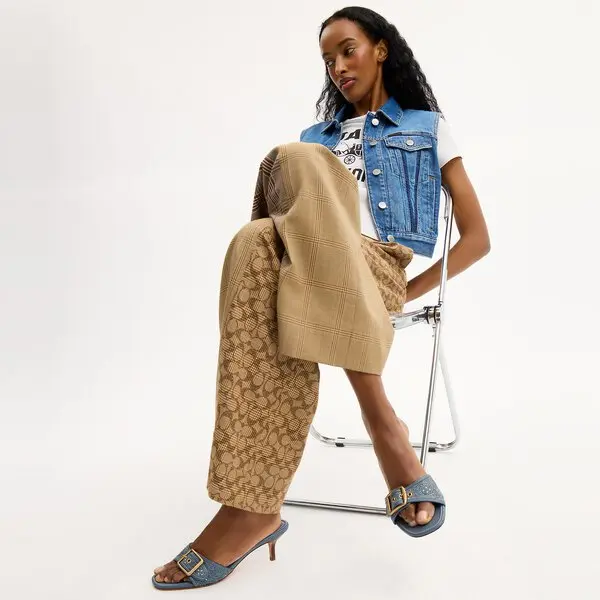 COACH Margot Embellished Crystal Signature Sandal - Denim