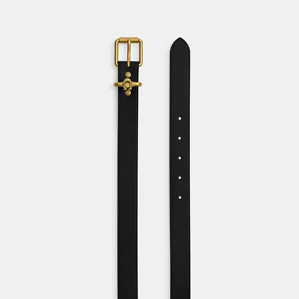 COACH Roller Buckle Belt, 25mm - Brass/black