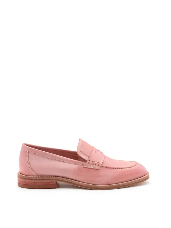 Lukure Mina Hand-dyed Italian Buffalo Leather Loafers - Bubble Gum