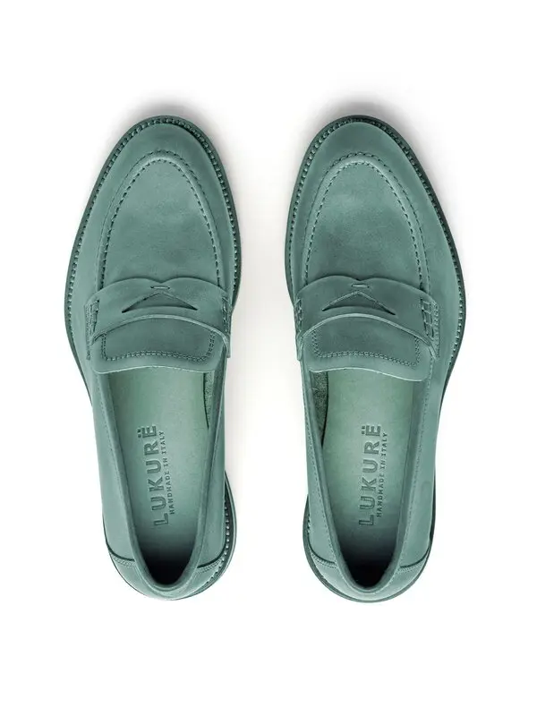 Lukure Mina Hand-dip Dyed Leather Loafers - Mint