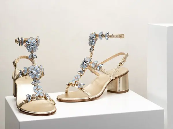 Lukure Portofino Embellished Block Heel Sandals - Gold