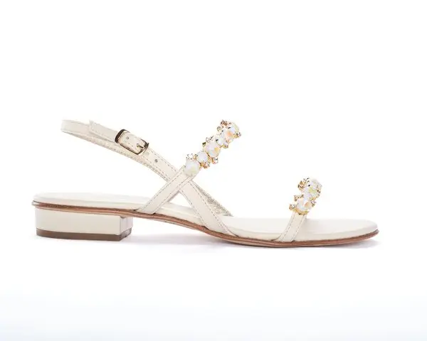 Lukure Jasmine Embellished Leather Flat Sandals