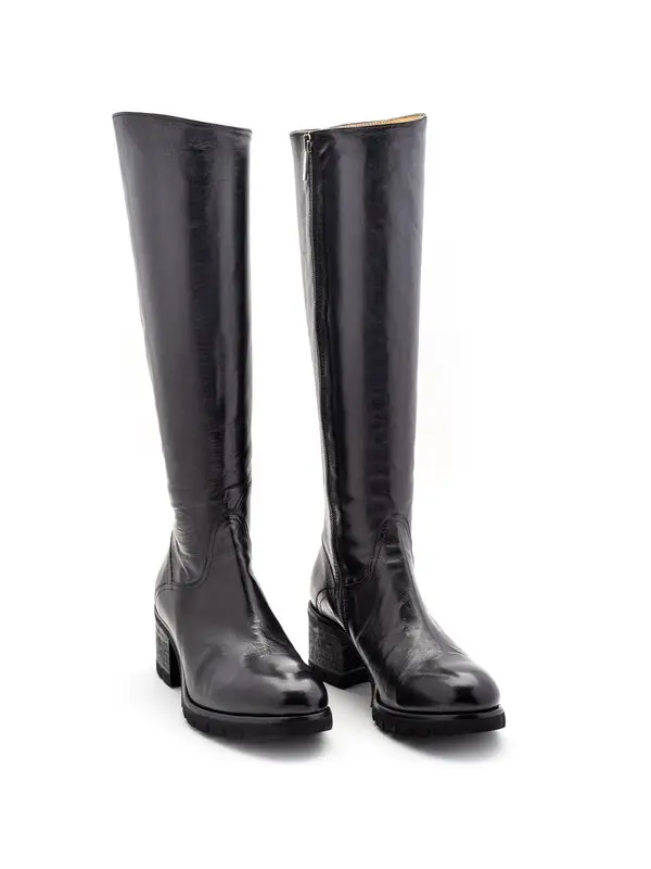 Lukure Kangaroo Leather Knee-high Boots - Black