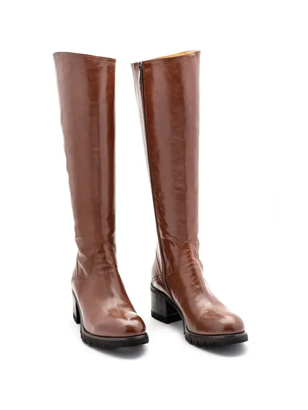 Lukure Kangaroo Leather Knee-high Boots - Brown