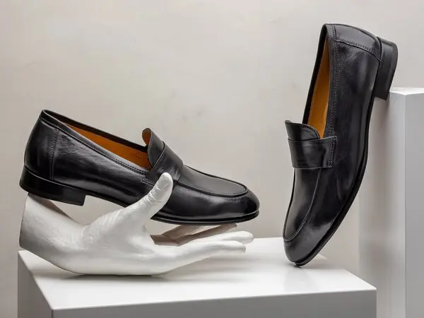 Lukure Ettore Hand-painted Kangaroo Leather Loafers - Black