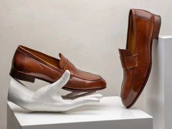 Lukure Ettore Hand-painted Kangaroo Leather Loafers - Whiskey