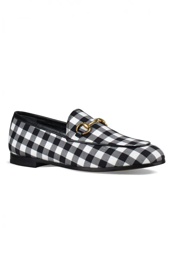 Gucci Checked Fabric Loafers With Gold-tone Horsebit Detail - Black