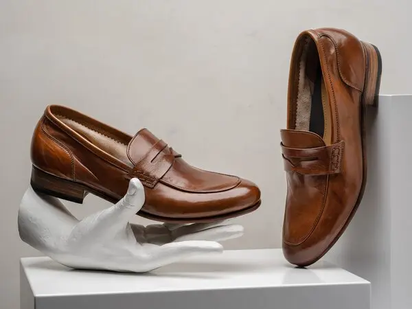 Lukure Elio Hand-painted Kangaroo Leather Loafers - Chestnut