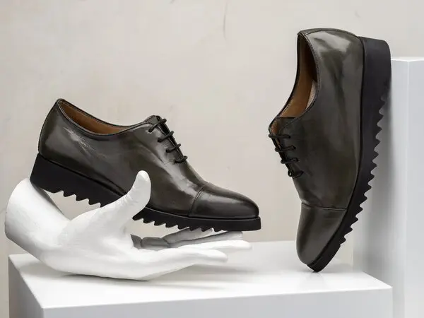 Lukure Denise Hand-painted Kangaroo Leather Lace-up Shoes - Black