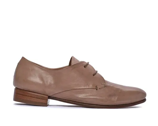 Lukure Kate Lace-up Kangaroo Leather Flats - Beige