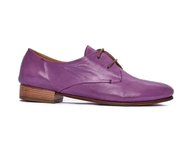 Lukure Kate Lace-up Kangaroo Leather Flats - Fuchsia