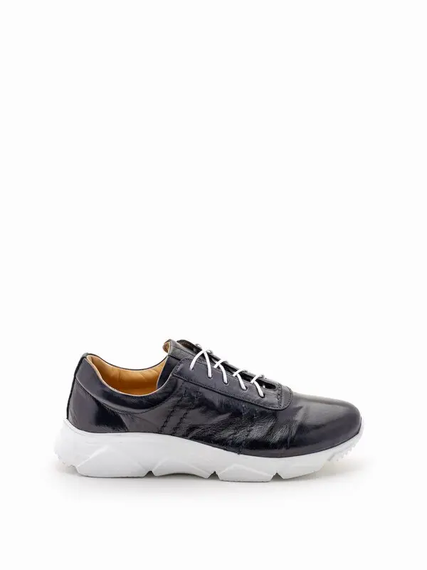 Lukure Flex Lace-up Leather Sneakers - Navy