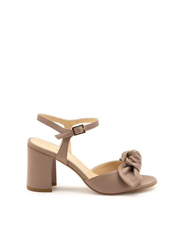 Lukure Bonbon Leather Sandals With Bow Detailing - Taupe