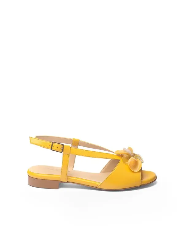 Lukure Ambre Floral Embellished Sandals - Lemon
