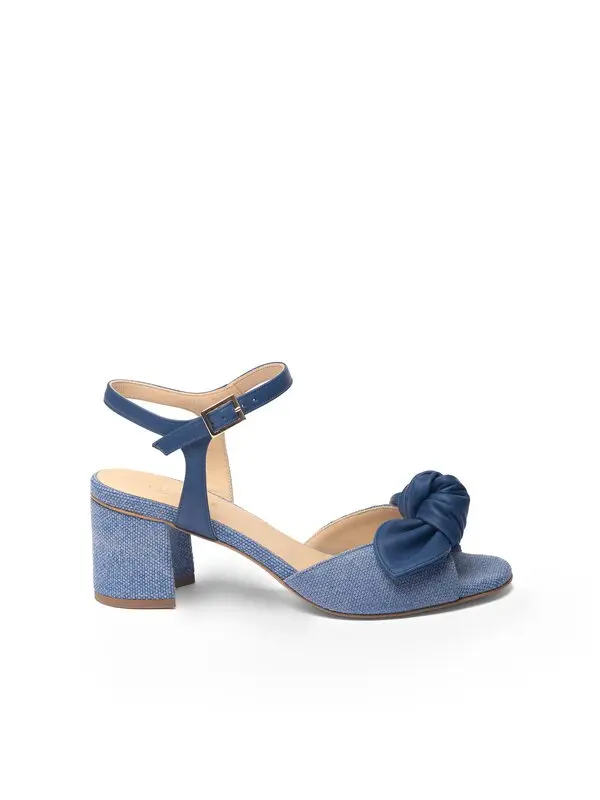 Lukure Bonbon Leather Bow Sandals - Blueberry