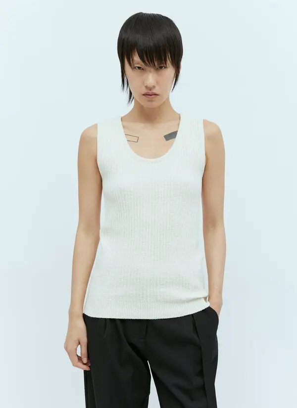 TOTEME Bouclé Knit Tank Top - White