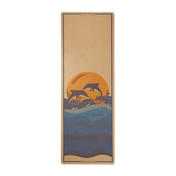 KEDGEREE DESIGN The Playful Dolphin Cork Yoga Mat - Black