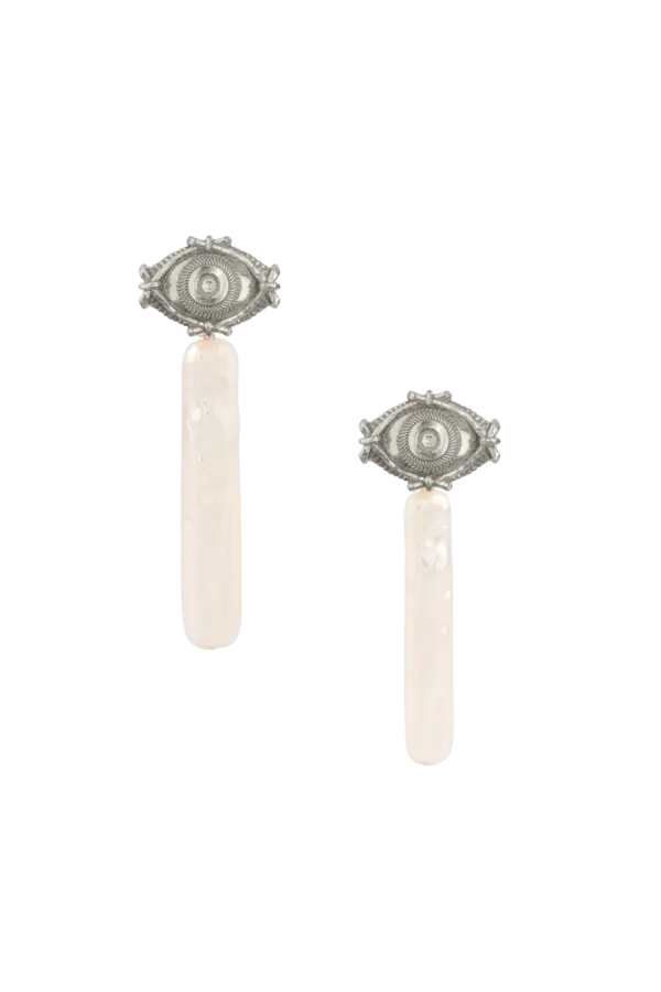 ASTOR & ORION Hecate's Eye Sterling And Pearl Ear Jacket Earrings - Silver