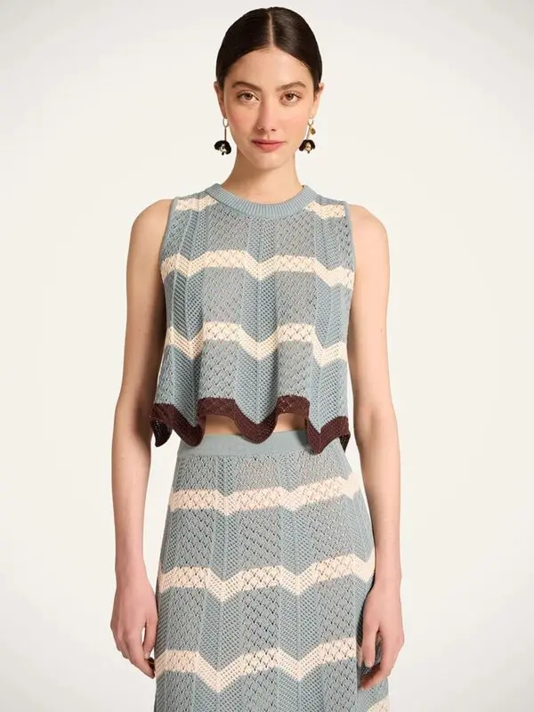 La DoubleJ Chevron Knit Color Block Top - Blue
