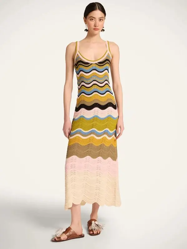 La DoubleJ Chevron Knit Cotton Maxi Dress