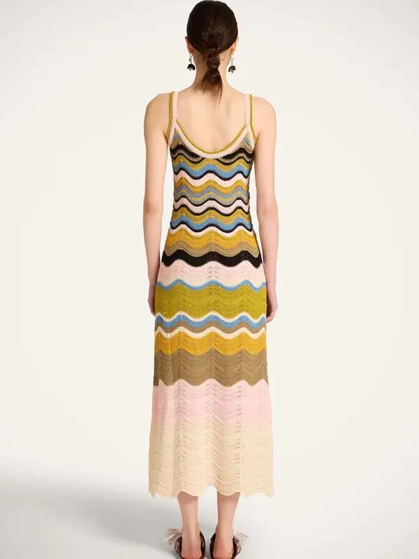 La DoubleJ Chevron Knit Cotton Maxi Dress