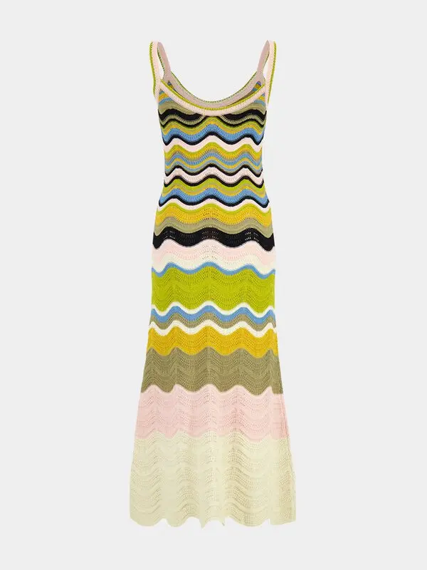 La DoubleJ Chevron Knit Cotton Maxi Dress - Multicolour