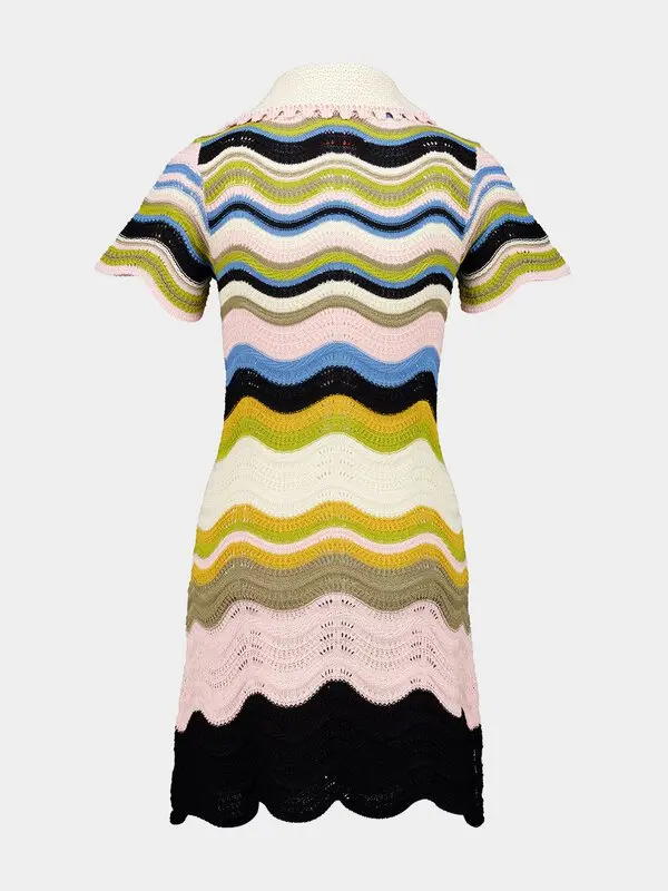 La DoubleJ Cotton Knit Chevron Mini Dress - Multicolour