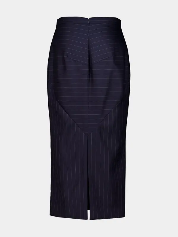 Givenchy Dark Navy Wool Midi Skirt
