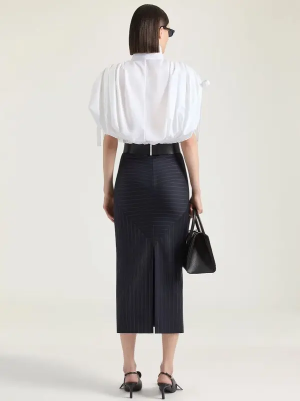 Givenchy Dark Navy Wool Midi Skirt