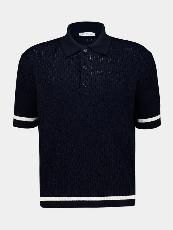 Givenchy Night Knit Polo With Paris Embroidery - Blue