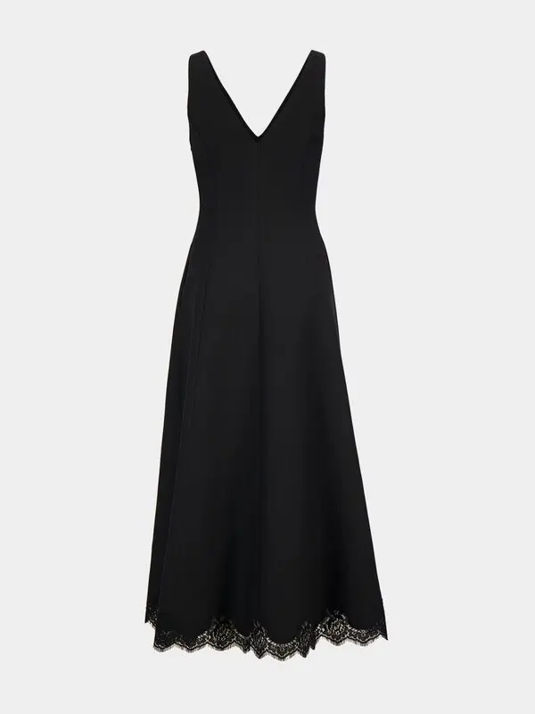 Valentino Garavani Crepe Couture Midi Dress With Lace Trim - Black