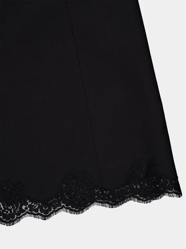 Valentino Garavani Crepe Couture Midi Dress With Lace Trim - Black