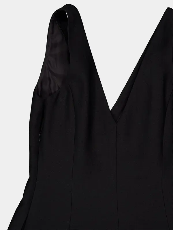 Valentino Garavani Crepe Couture Midi Dress With Lace Trim - Black