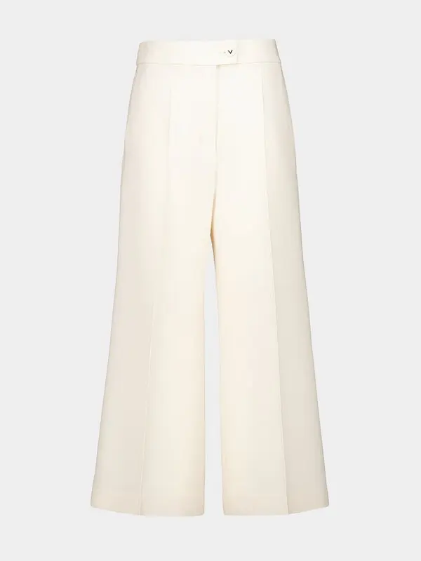 Valentino Garavani Vanilla Crepe Couture Wide-leg Trousers - Cream