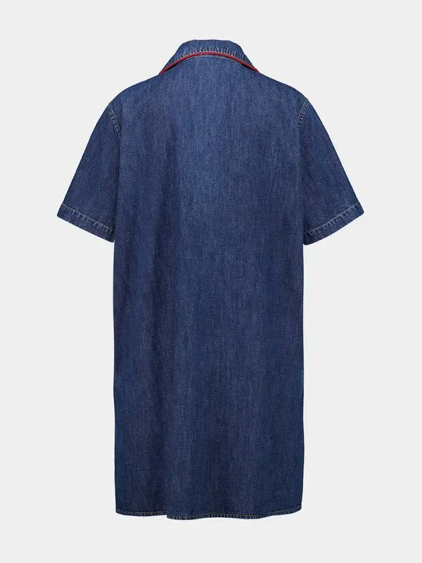 Valentino Garavani Dark Denim V-neck Midi Dress - Blue