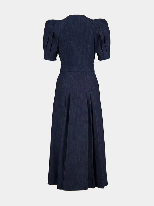 Gabriela Hearst Denim Cotton Midi Dress With Belt - Blue
