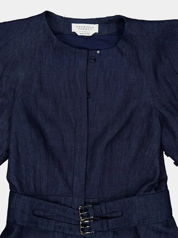 Gabriela Hearst Denim Cotton Midi Dress With Belt - Blue